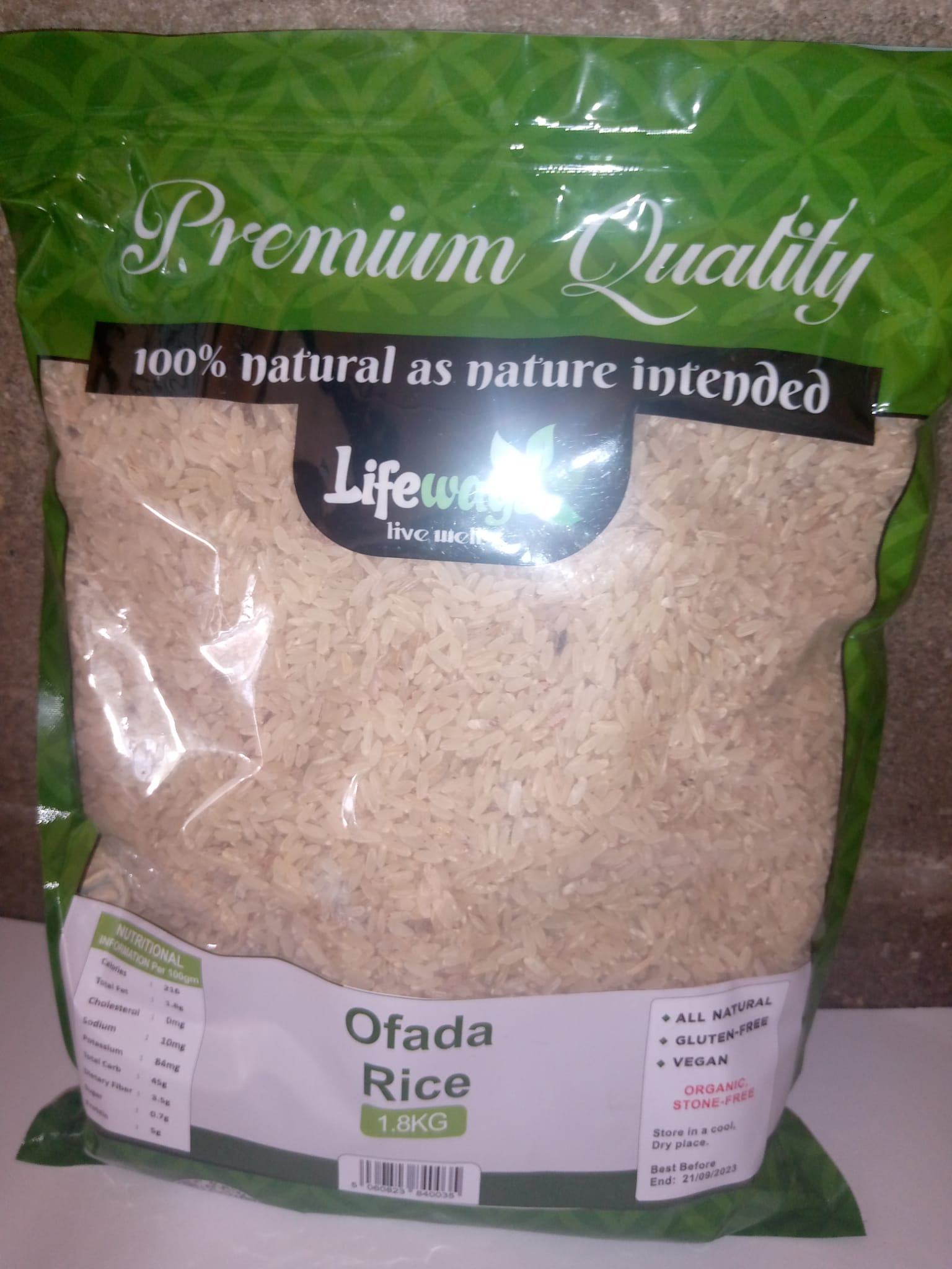 Lifeways Ofada Rice -2kg Stone Free Unpolished